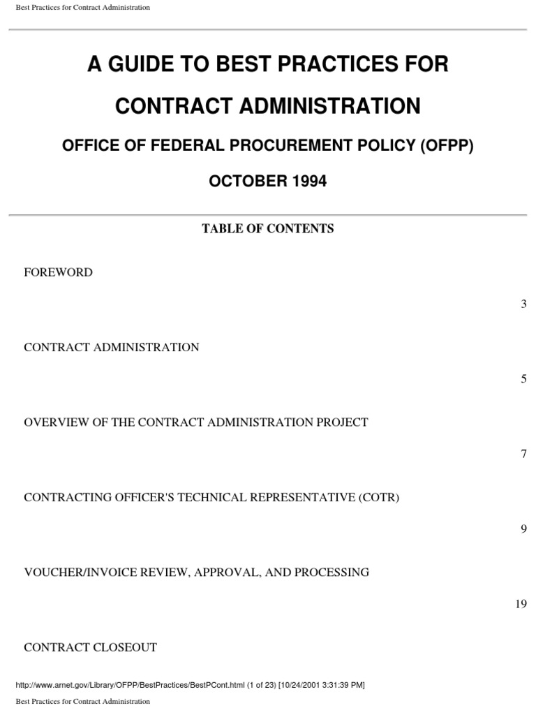 Best Practices in Contract Administration | PDF | Quality Assurance ...