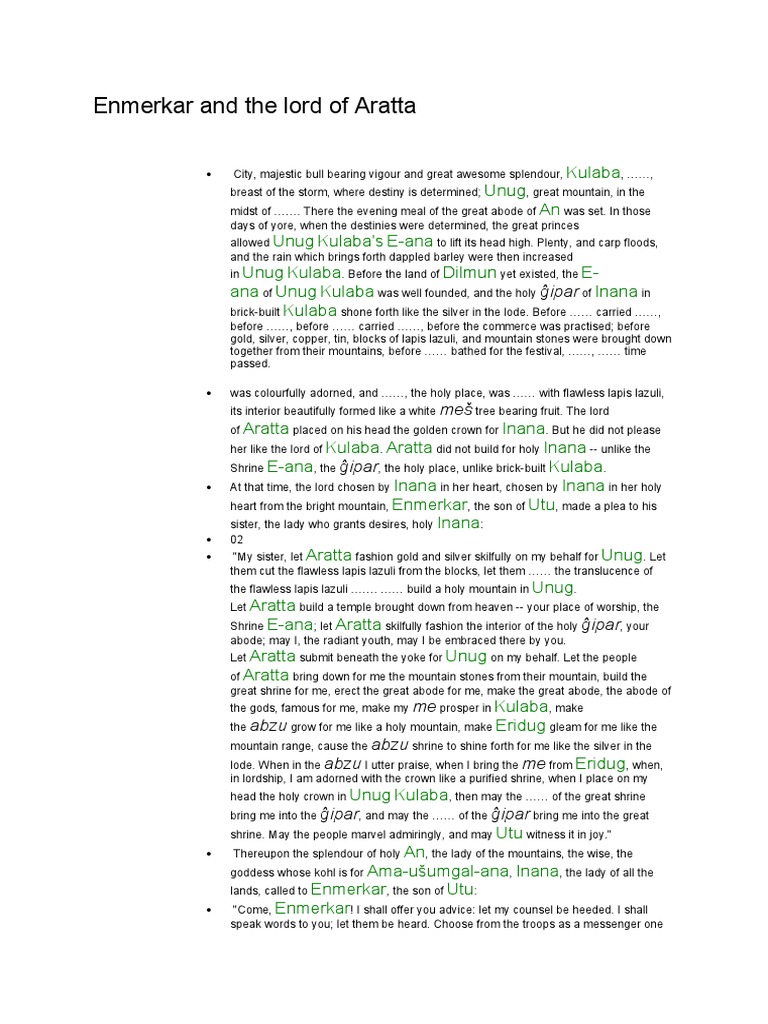 Enmerkar and The Lord of Aratta | PDF | Mesopotamian Mythology