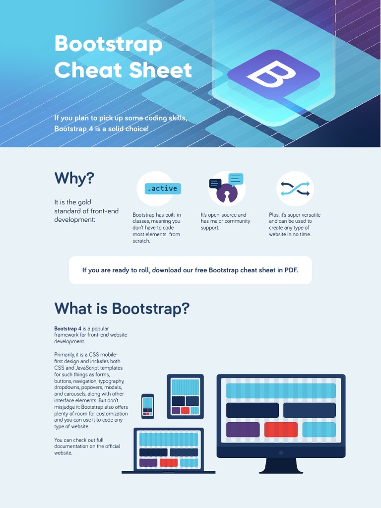 Bootstrap Cheat Sheet: If You Plan To Pick Up Some Coding Skills, Bootstrap 4 Is A Solid Choice ...