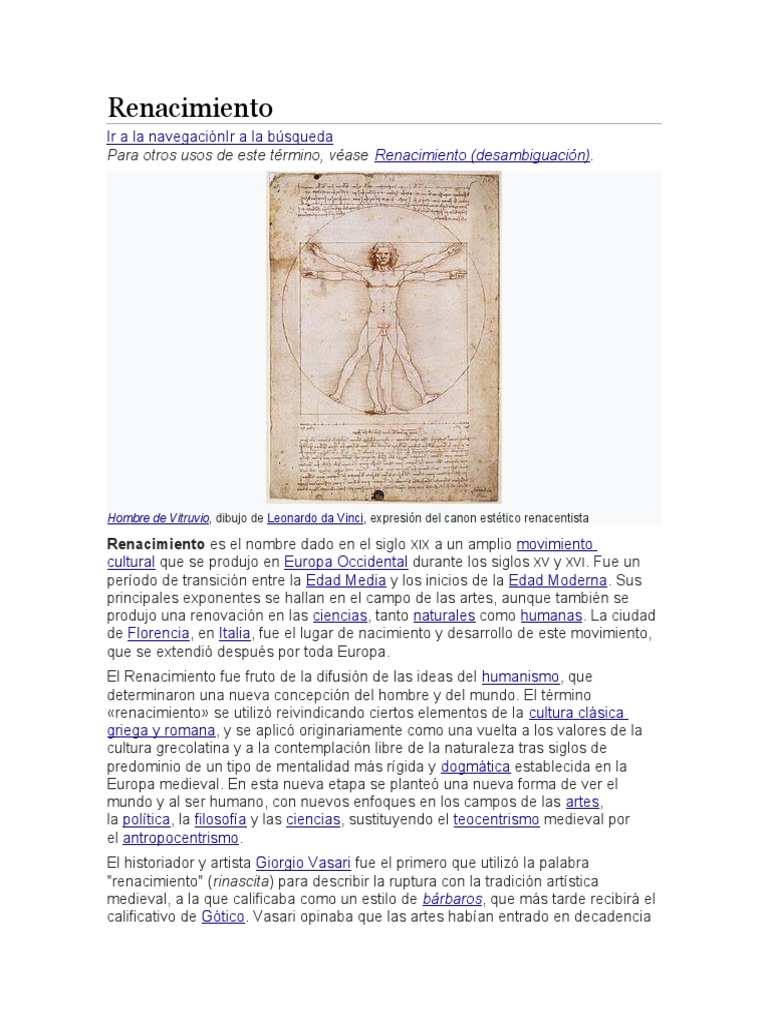 RENACIMIENTO | PDF | Renacimiento | Miguel Ángel