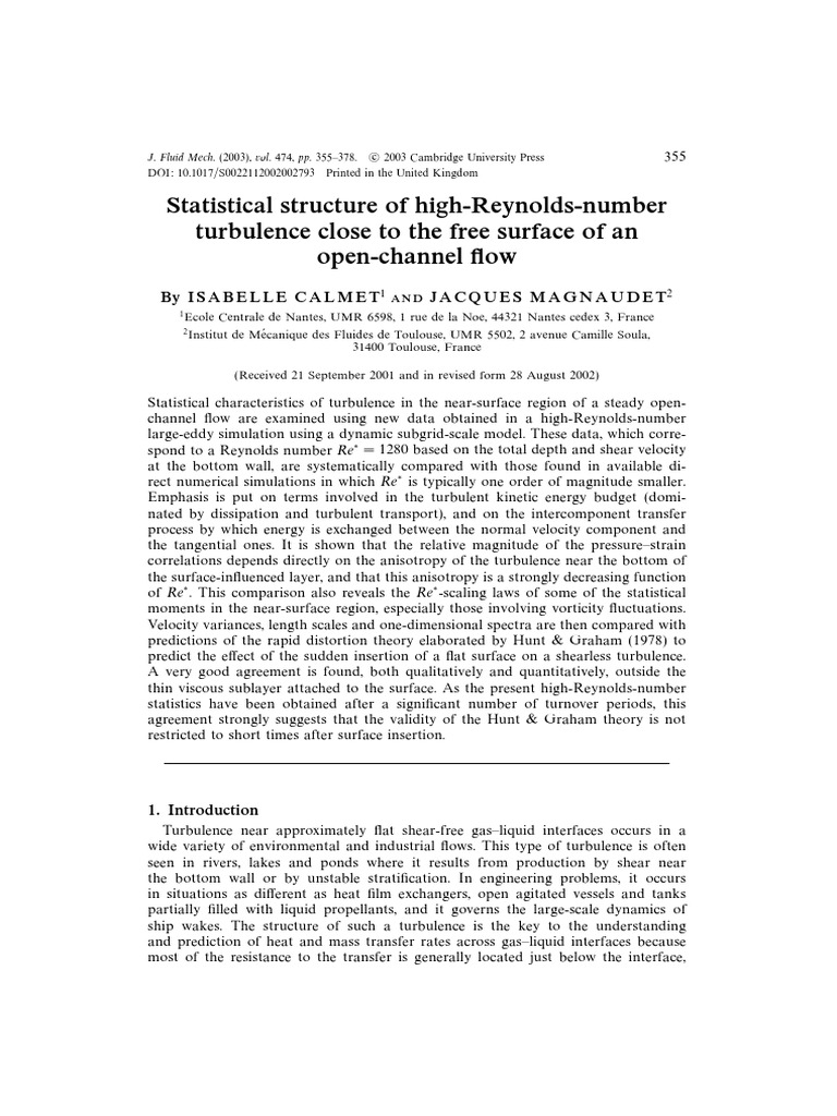 Statistical Structure of High-Reynolds-Number Turbulence Close To The ...