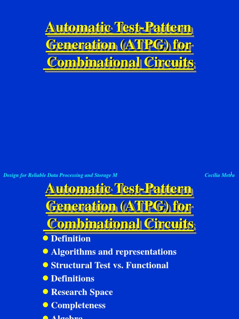 Automatic Test Pattern Generation Atpg For Combinational Circuits Pdf Electronics Computing