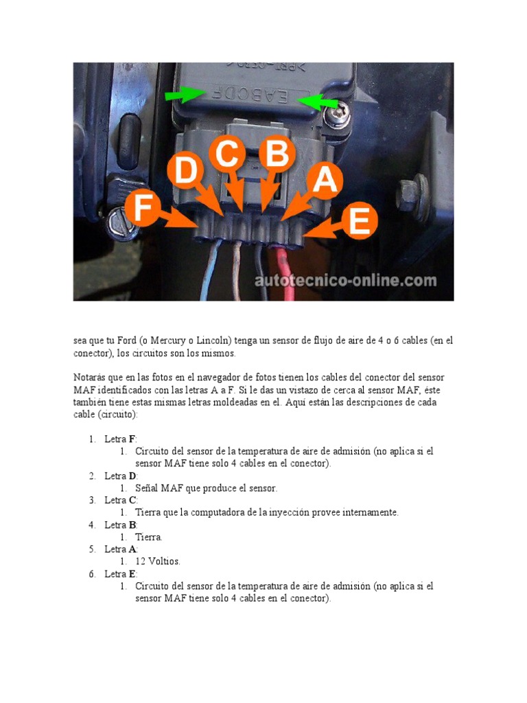 Sensor Maf Ford | PDF | Electromagnetismo | Electricidad