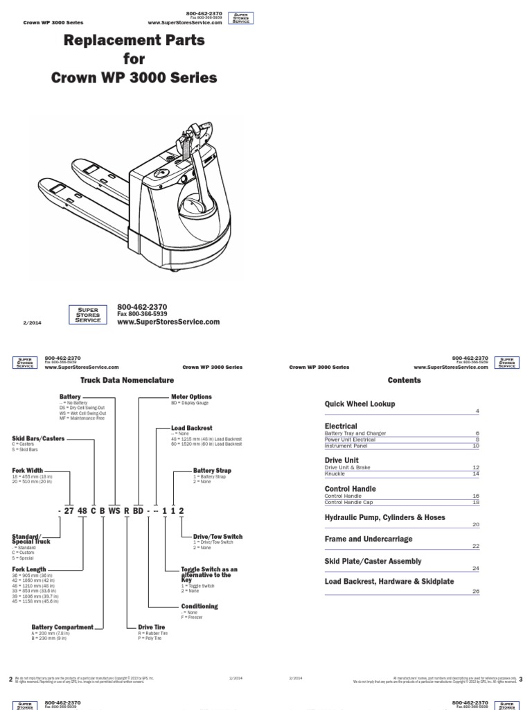 Crown WP3000 - Parts Manual | PDF | Wheel | Tire