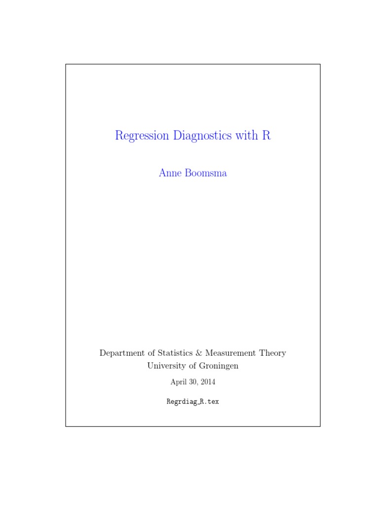 Regression Diagnostics With R: Anne Boomsma | PDF | Errors And Residuals | Coefficient Of ...