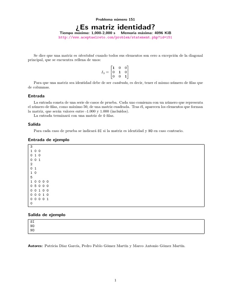 Verificación de Matrices Identidad | PDF