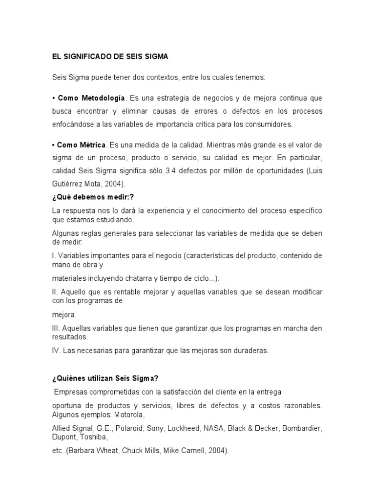 Modelo de Six Sigma | Descargar gratis PDF | Six Sigma | Business