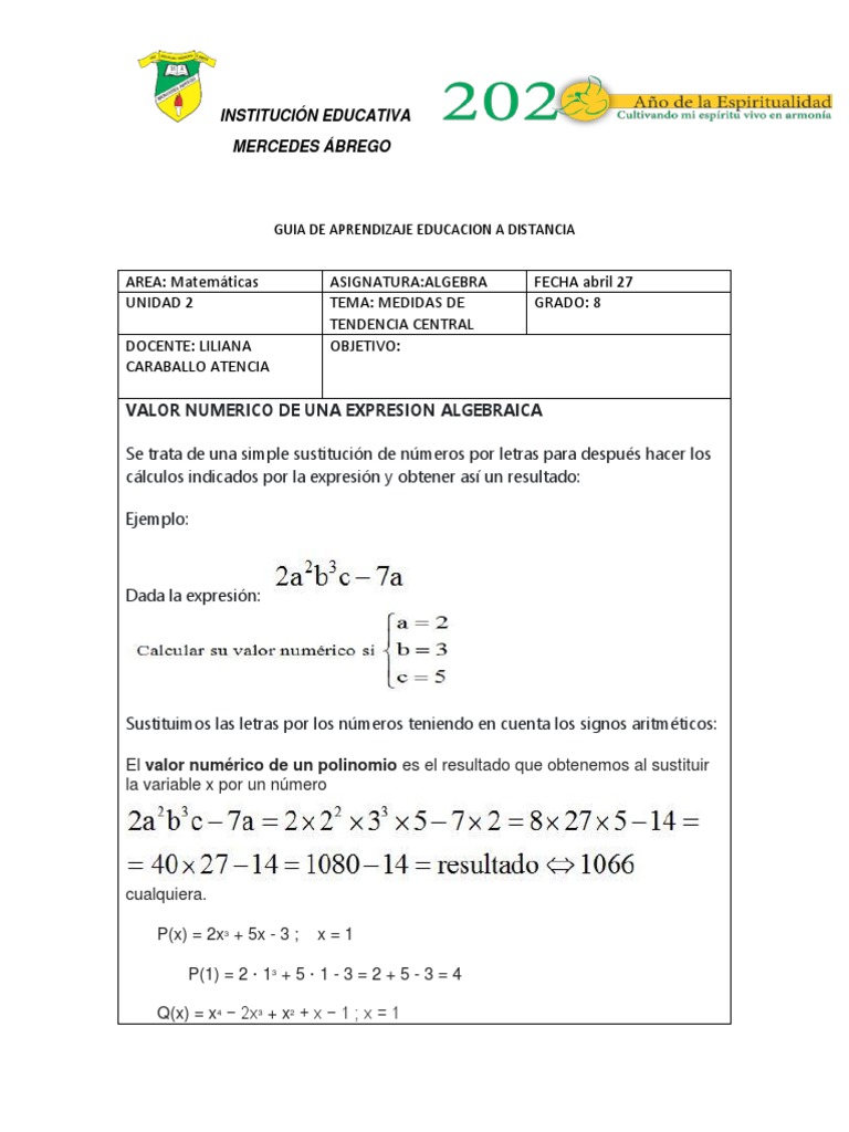 GUIA_DE_ALGEBRA__2_imprimible (1).pdf | Fórmula | Álgebra | Prueba ...