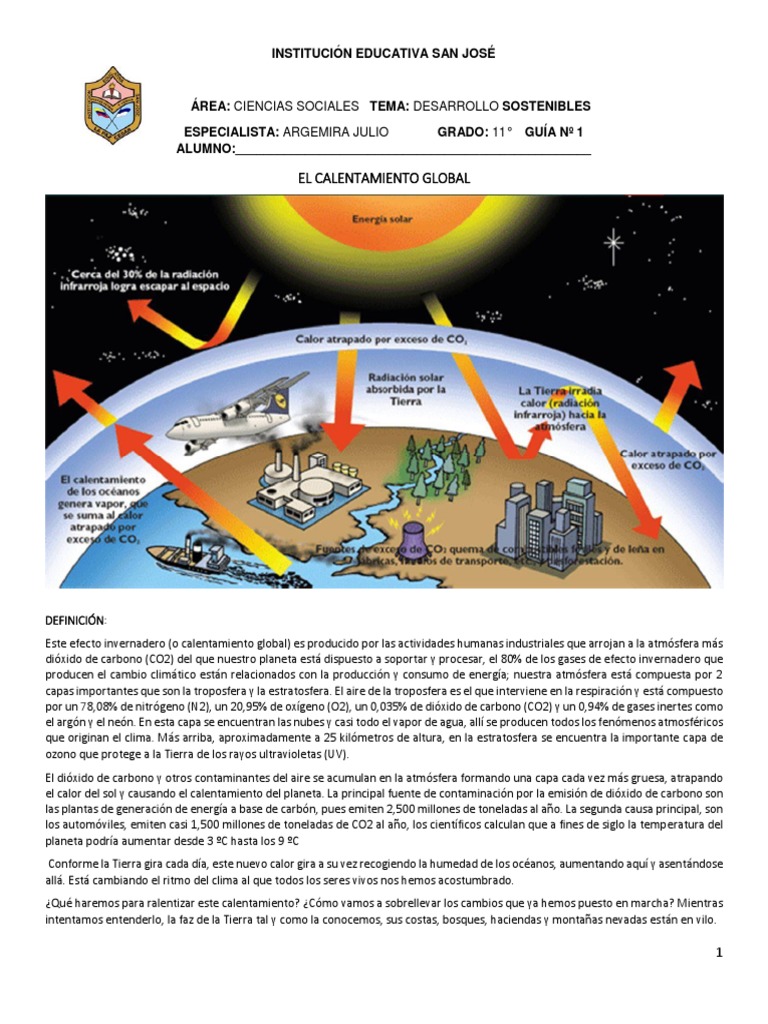 1 - Taller de Calentamiento Global 11° | PDF | Gases de efecto ...
