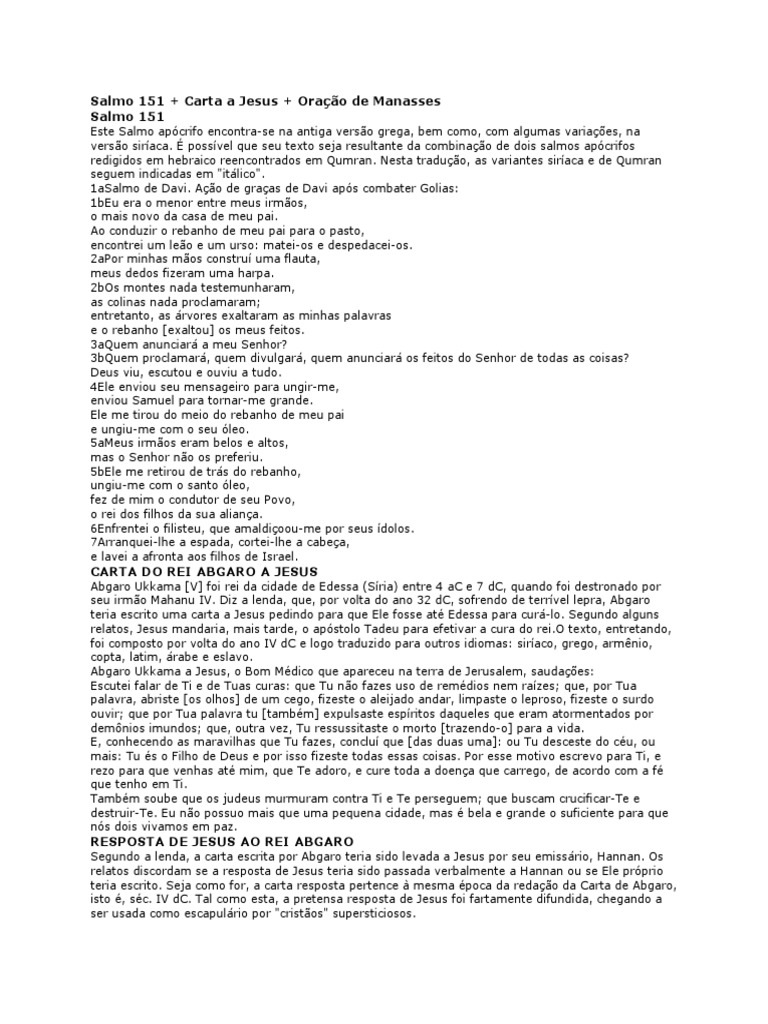 Salmo 151 | PDF | Comportamento e experiência religiosa | Textos religiosos