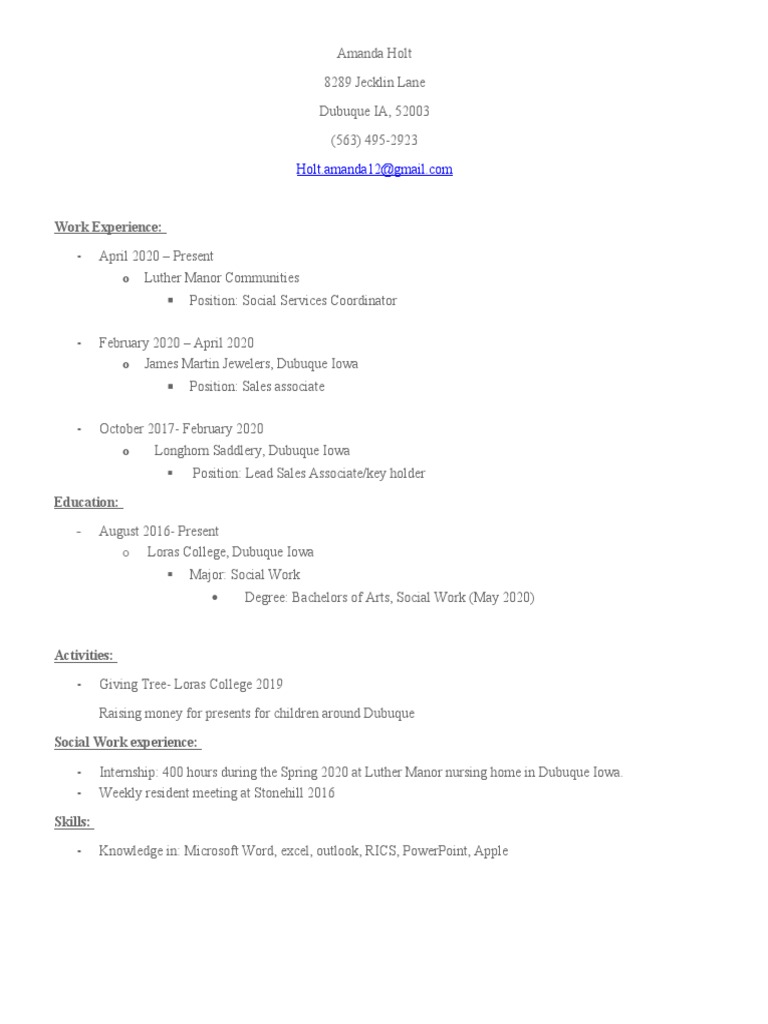 Amanda Holt Resume April 2020 | PDF