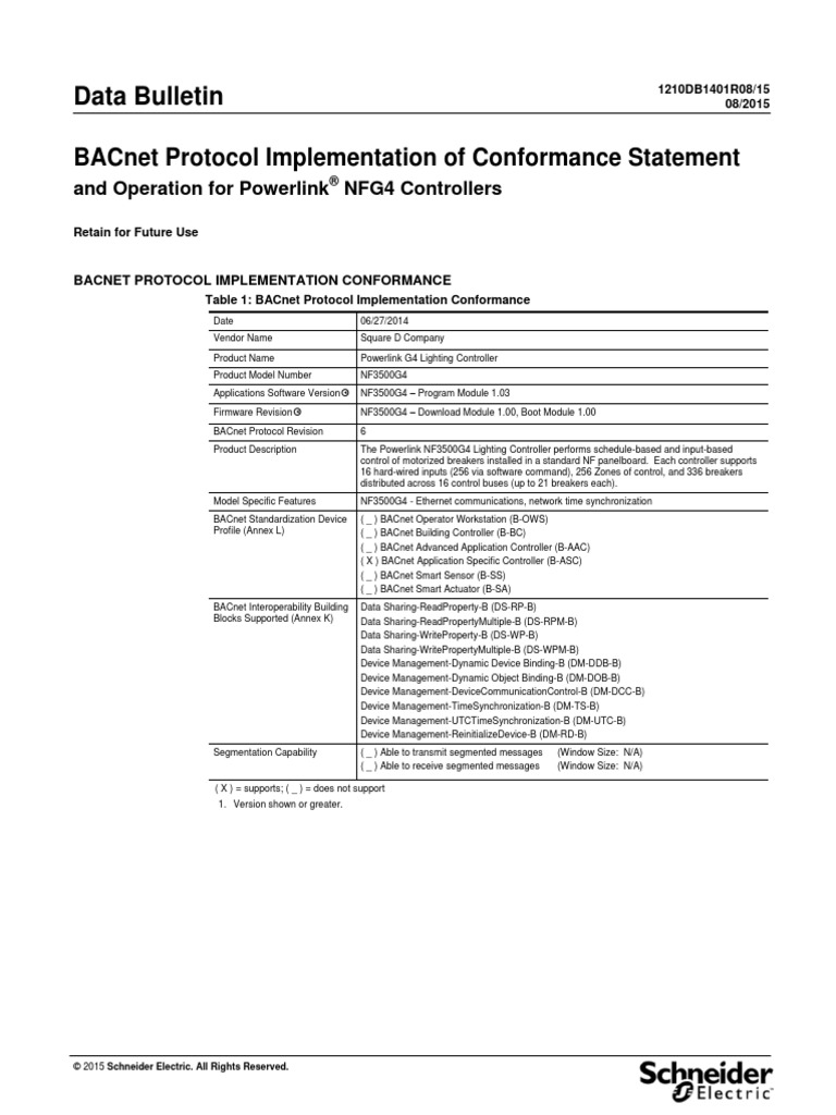 1210DB1401 BACnet PIC August-2015 PDF | Download Free PDF | Network Topology | Array Data Structure