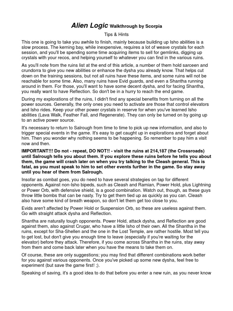 Alien Logic Walk Through | PDF | Nature