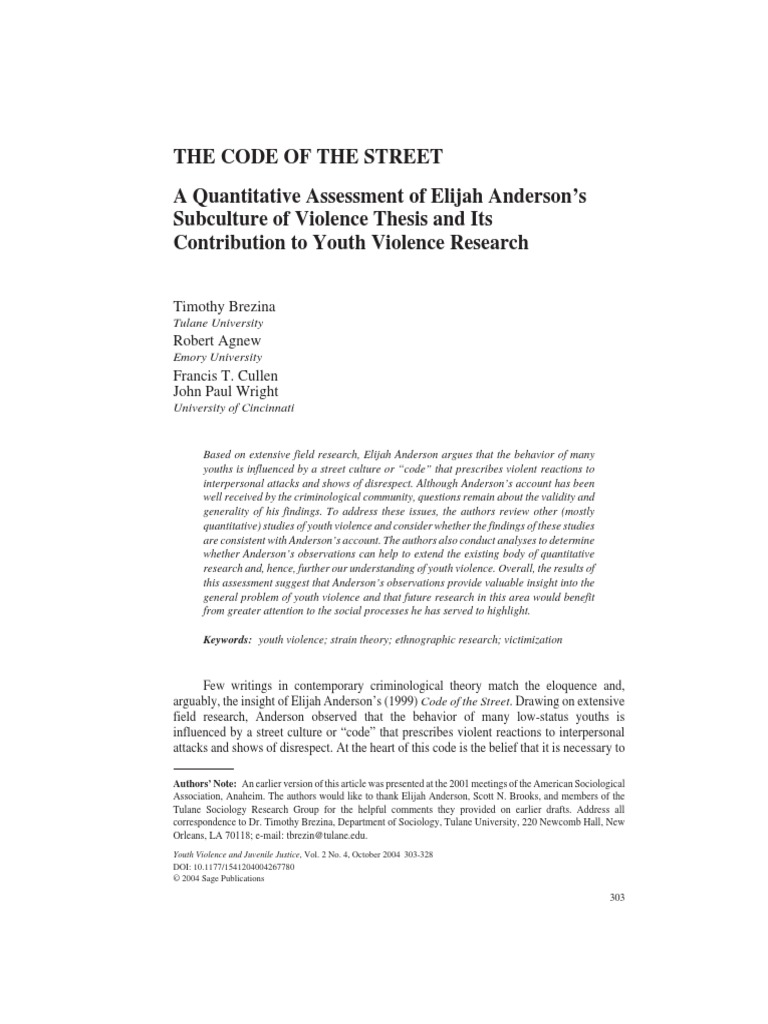 The Code of The Street The Code of The S PDF | PDF | Aggression | Violence