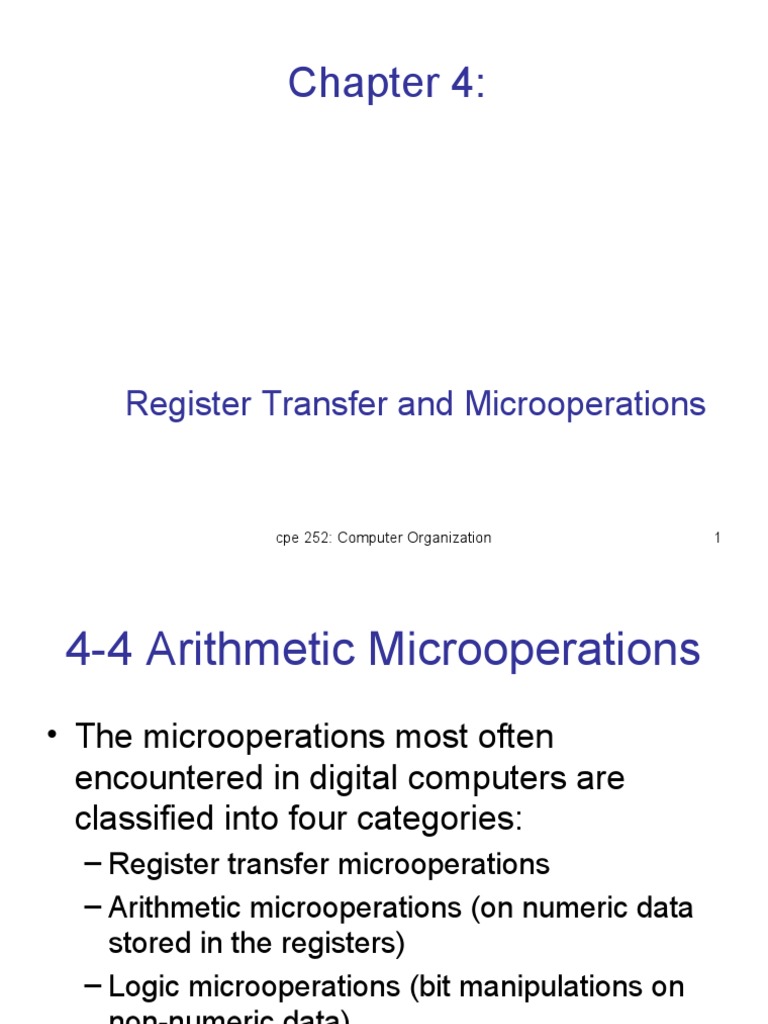 Register Transfer and Microoperations: Cpe 252: Computer Organization 1 | PDF | Logic Gate | Bit