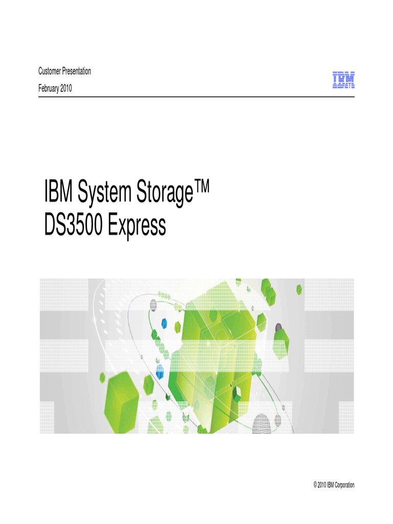 IBM System Storage™ DS3500 Express: Customer Presentation February 2010 ...