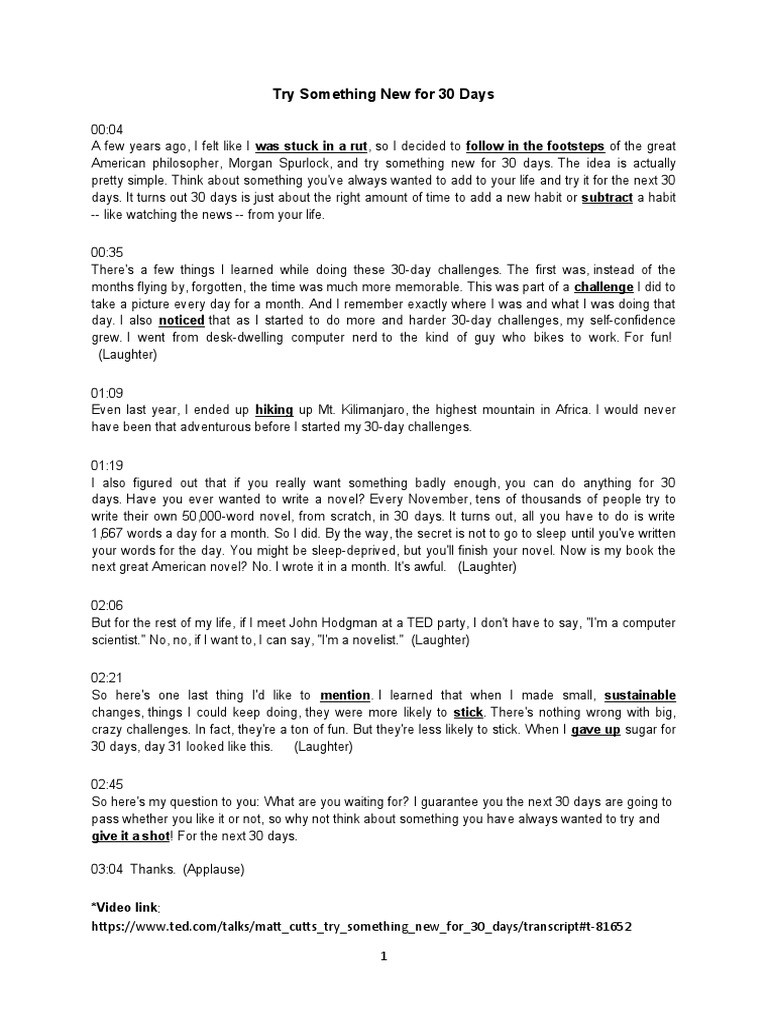 Ted - Talk - Writing-Try - Something - New - For - 30 - Days - Ing202 2 ...