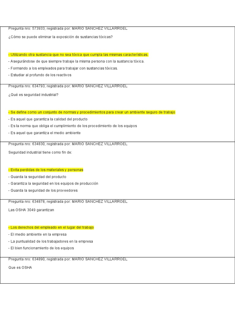 Preguntas Clave sobre Seguridad Industrial | PDF | Contaminación ...