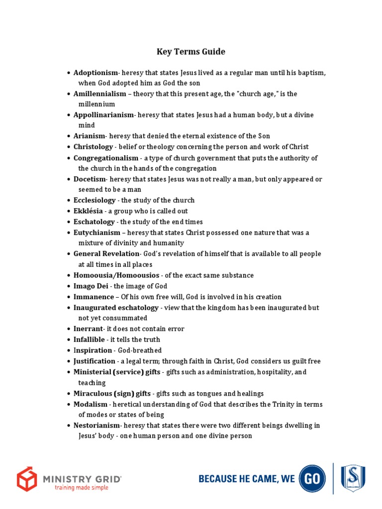 Christian Theology Key Terms | PDF | Christian Church | Revelation