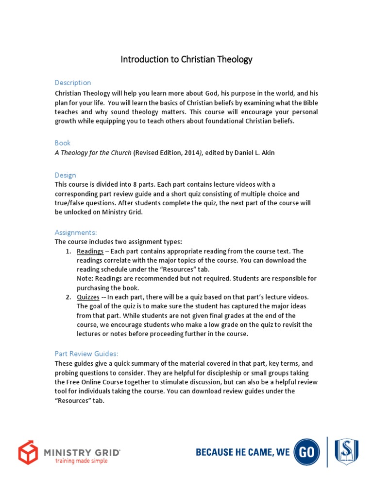 Introduction To Christian Theology: Description | PDF