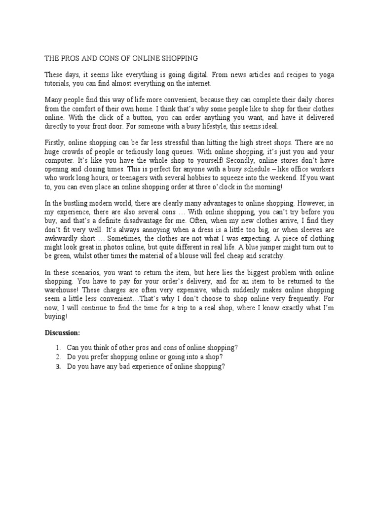 Online Shopping: Pros and Cons | PDF | Self-Improvement | Lifestyle