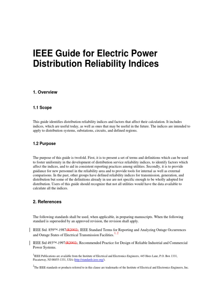 IEEE Guide For Electric Power Distribution Reliability Indices | PDF ...
