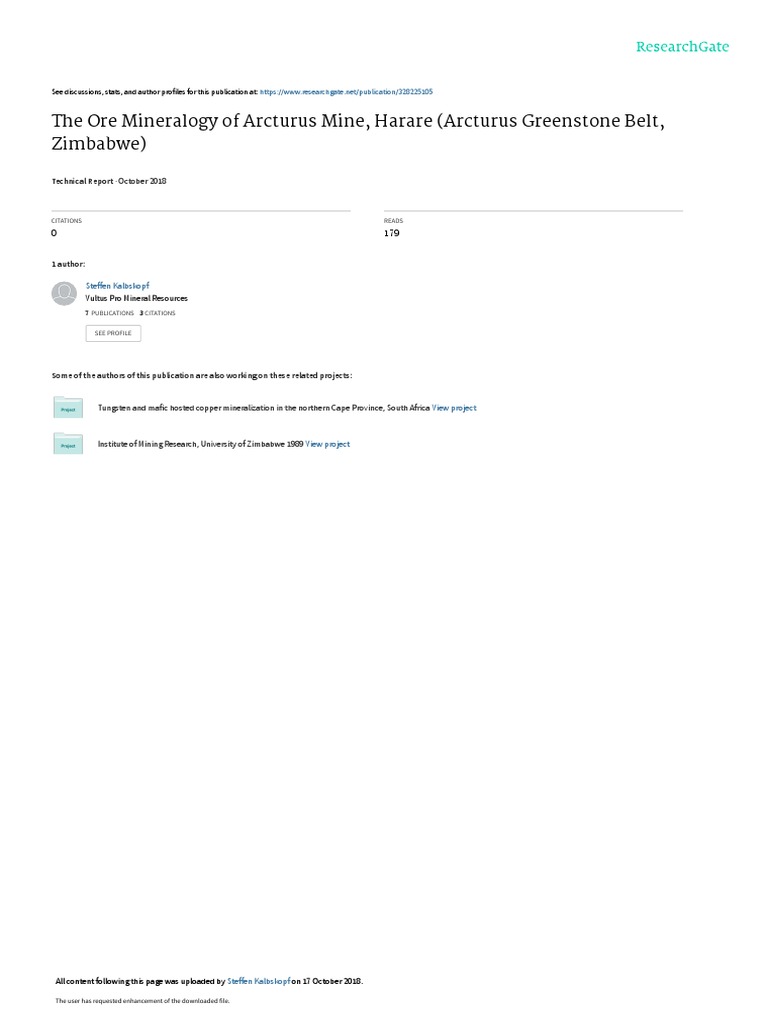 Ore Mineralogy of Arcturus Mine | PDF | Gold | Minerals