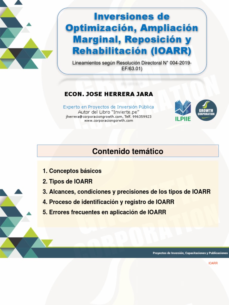 Inversiones de Optimización, Ampliación Marginal, Reposición y ...
