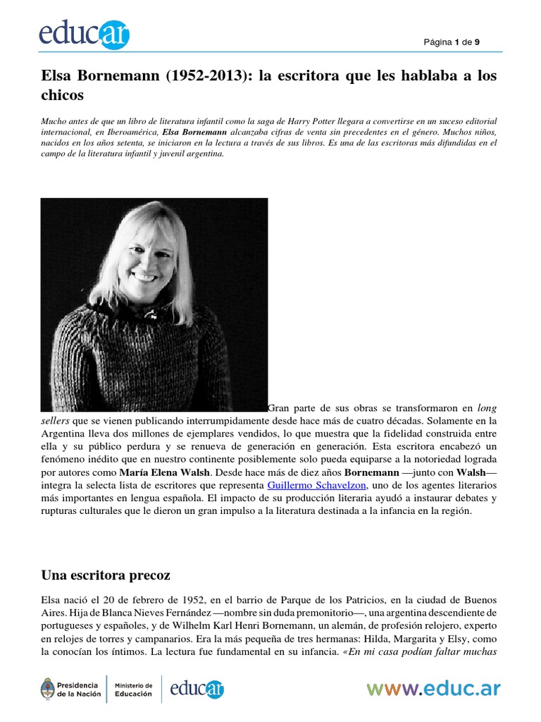 Elsa Bornemann, La Escritora Que Les Hablaba A Los Chicos | PDF ...