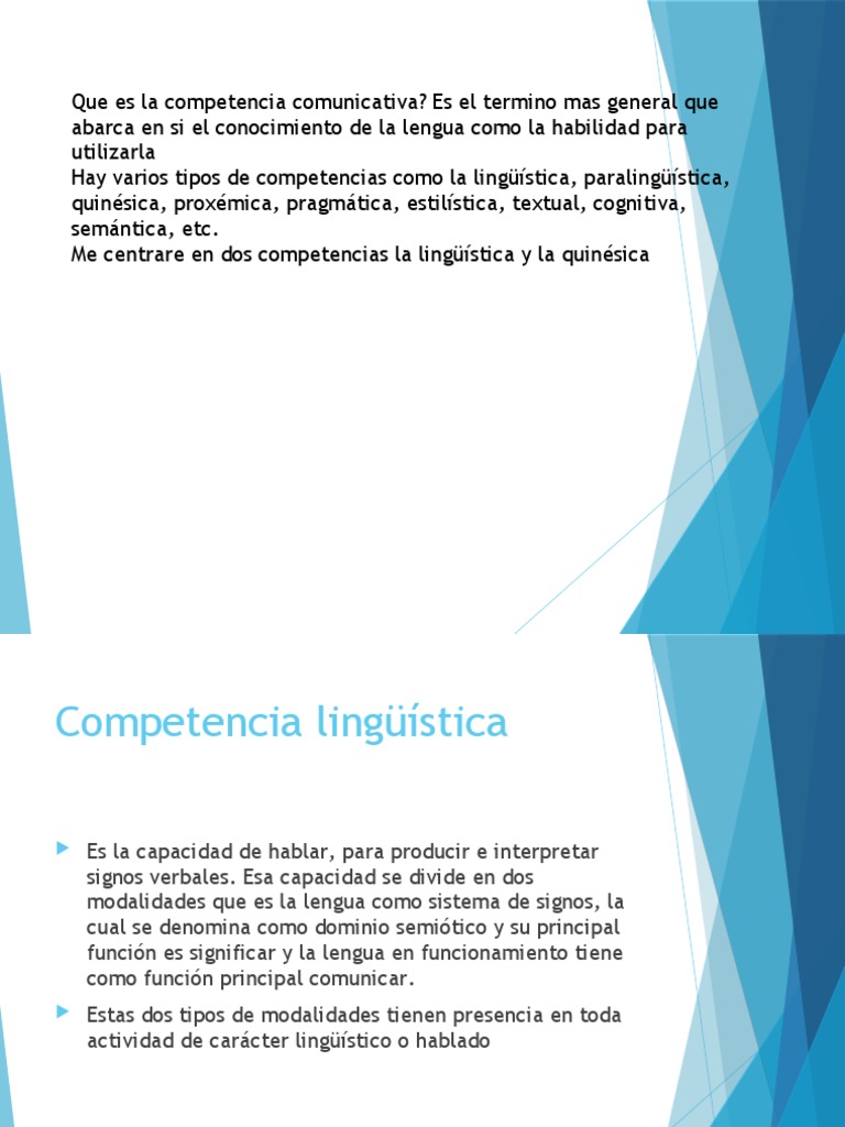 Competencias Lingüística y Quinésica | PDF | Artes del Lenguaje y ...