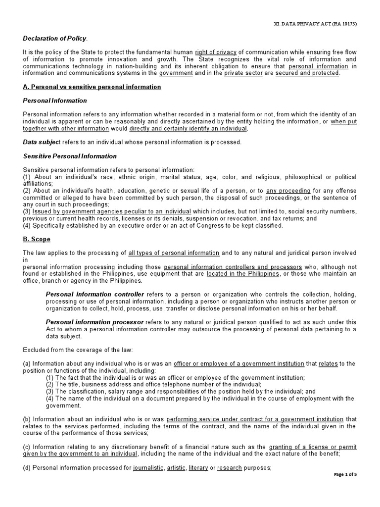 Data Privacy Act (Philippine Law) | PDF | Privacy | Information Privacy