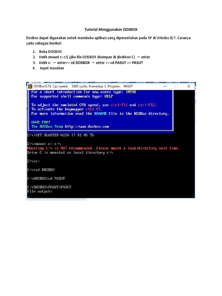Tutorial Menggunakan DOSBOX | PDF