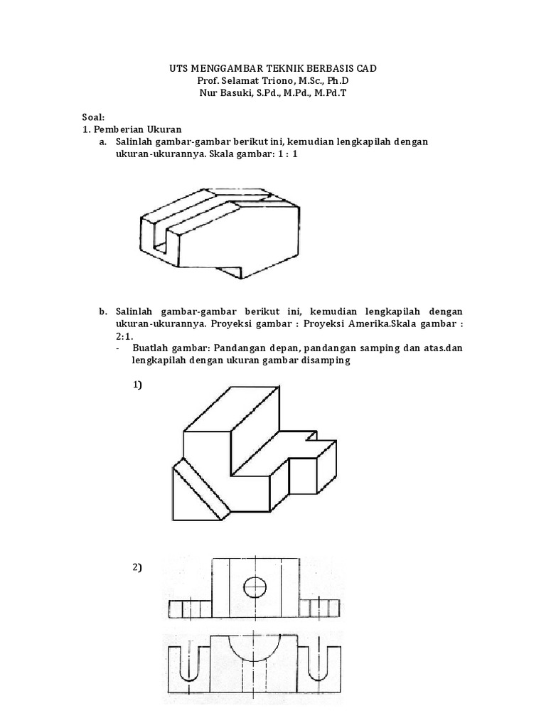 UTS MENGGAMBAR TEKNIK BERBASIS CAD - Upload | PDF