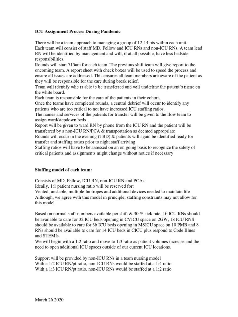 ICU Assignment Process During Pandemic PDF | PDF | Intensive Care Unit ...