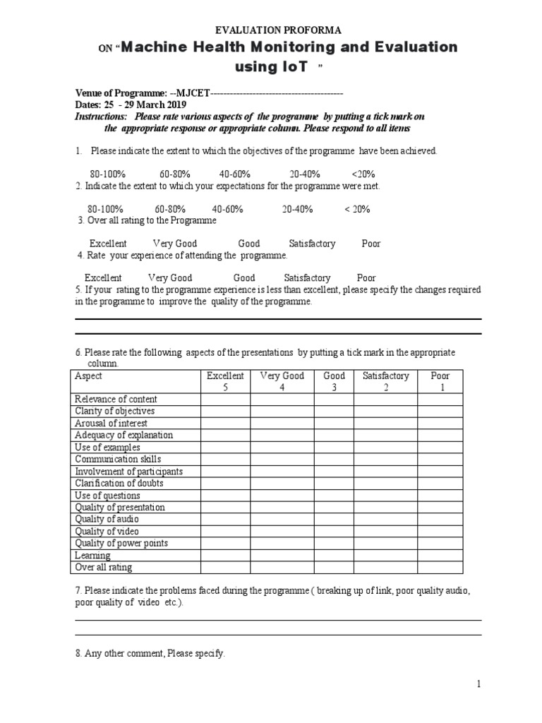 IoT Machine Health Monitoring Evaluation Form | PDF | Technology ...