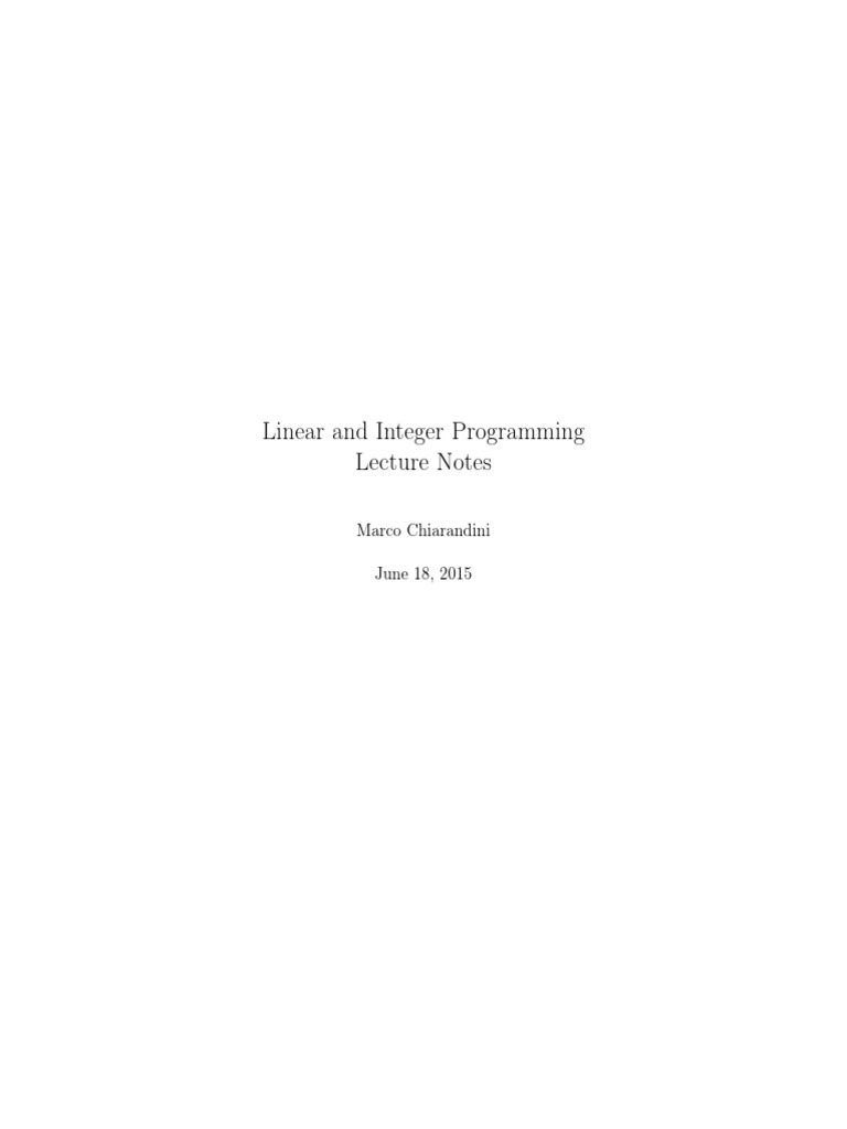 Integer Programming Pdf Pdf Linear Programming Mathematical Optimization