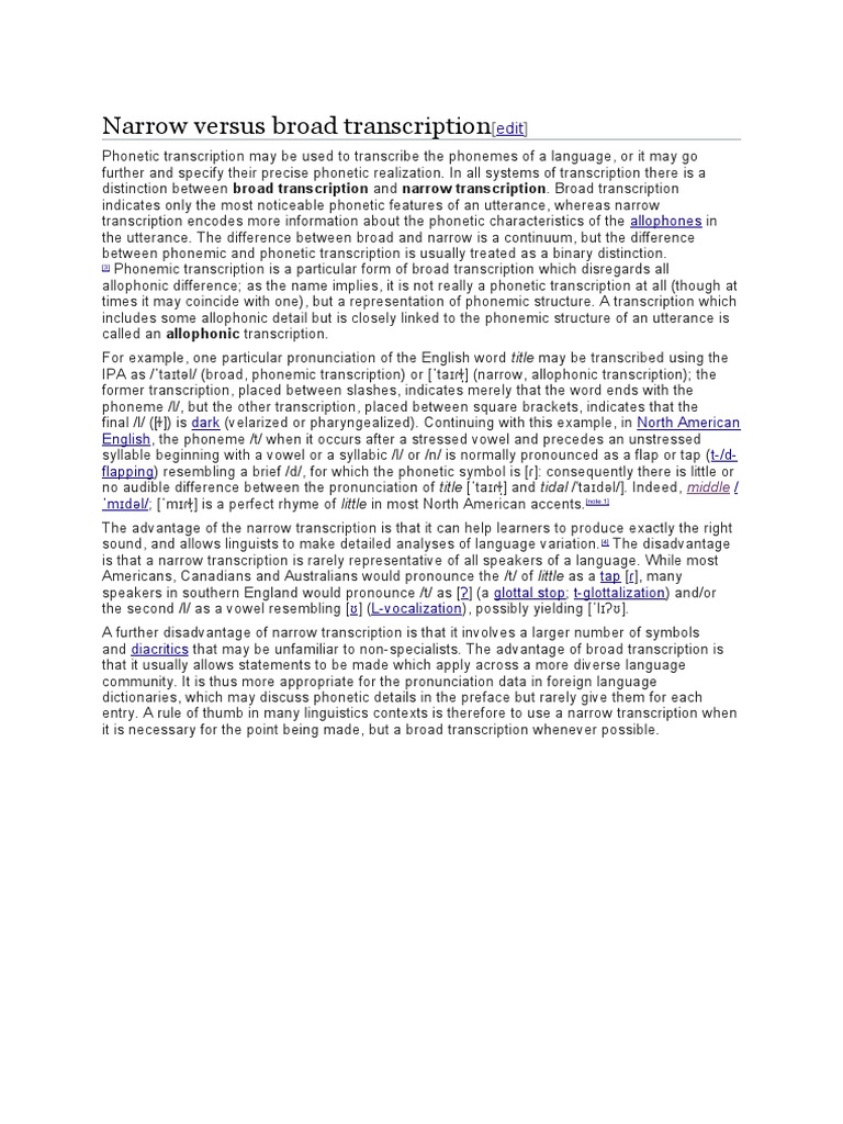 Broad vs Narrow Transcription Explained | PDF | Oral Communication ...