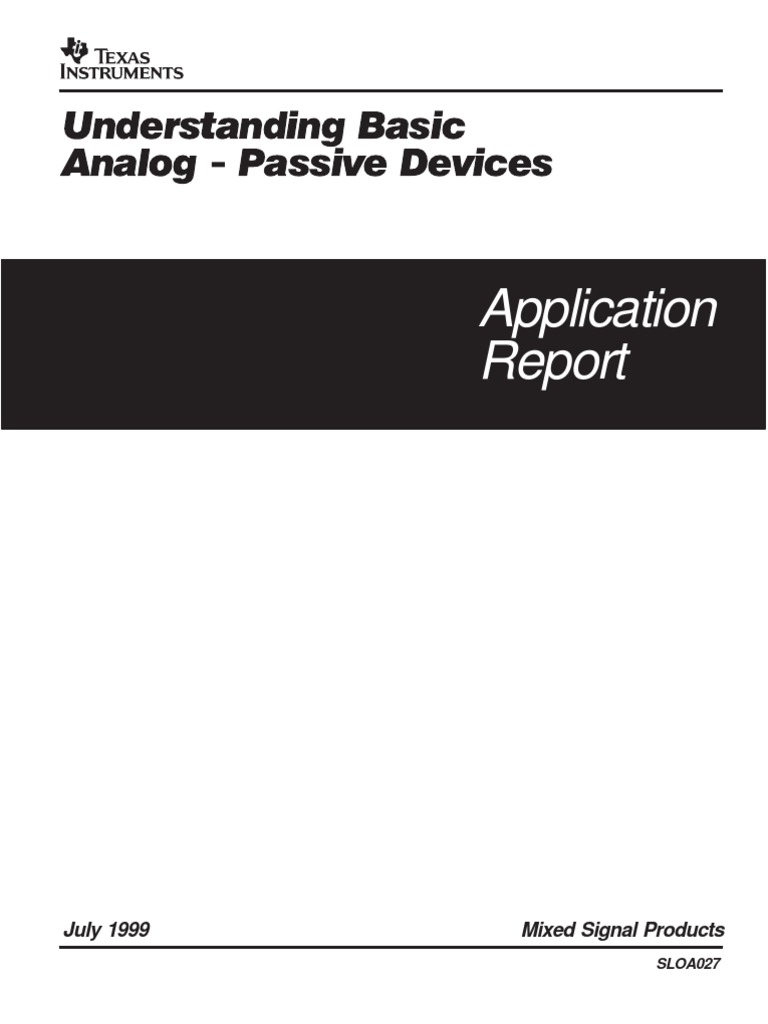 Application: Understanding Basic Analog - Passive Devices | PDF
