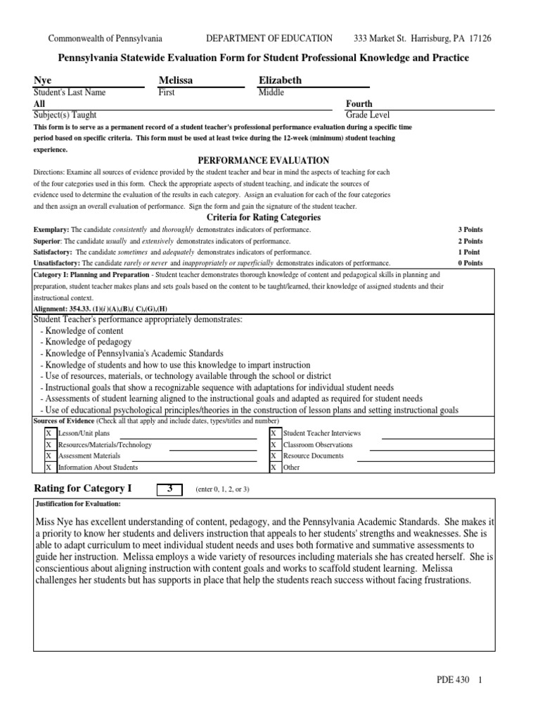 Pde Form | PDF | Educational Assessment | Teachers
