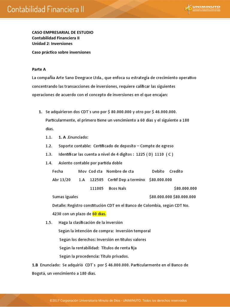 Actividad 2 Unidad 2 Inversiones | PDF | Compartir (Finanzas) | Contabilidad