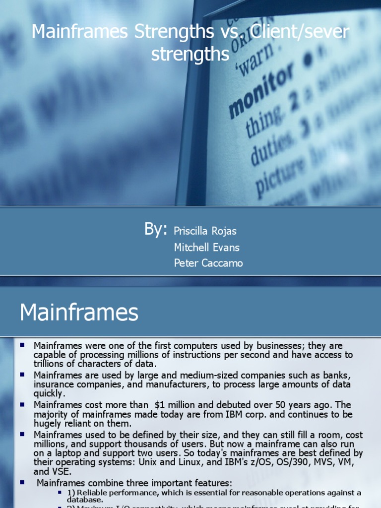 Mainframes Strengths Vs | PDF | Mainframe Computer | Client–Server Model