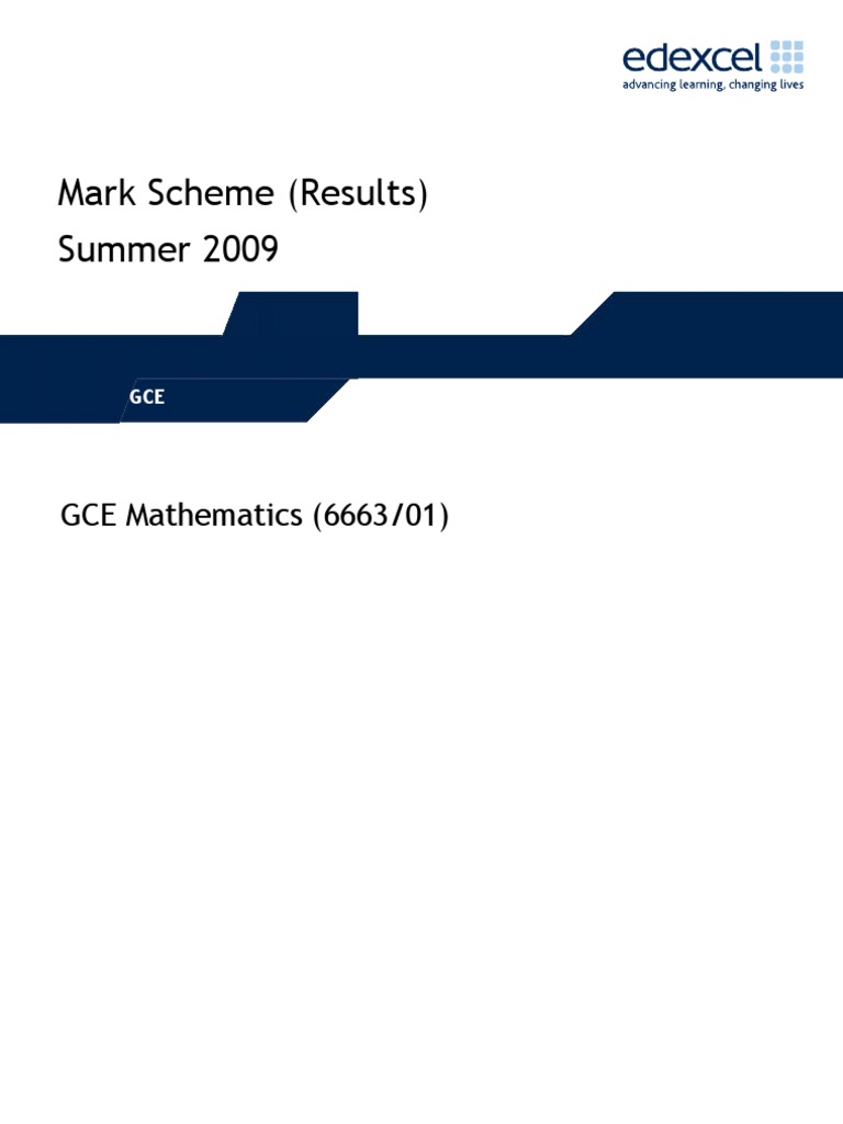 C1 June 2009 Mark Scheme | PDF | Quadratic Equation | Equations