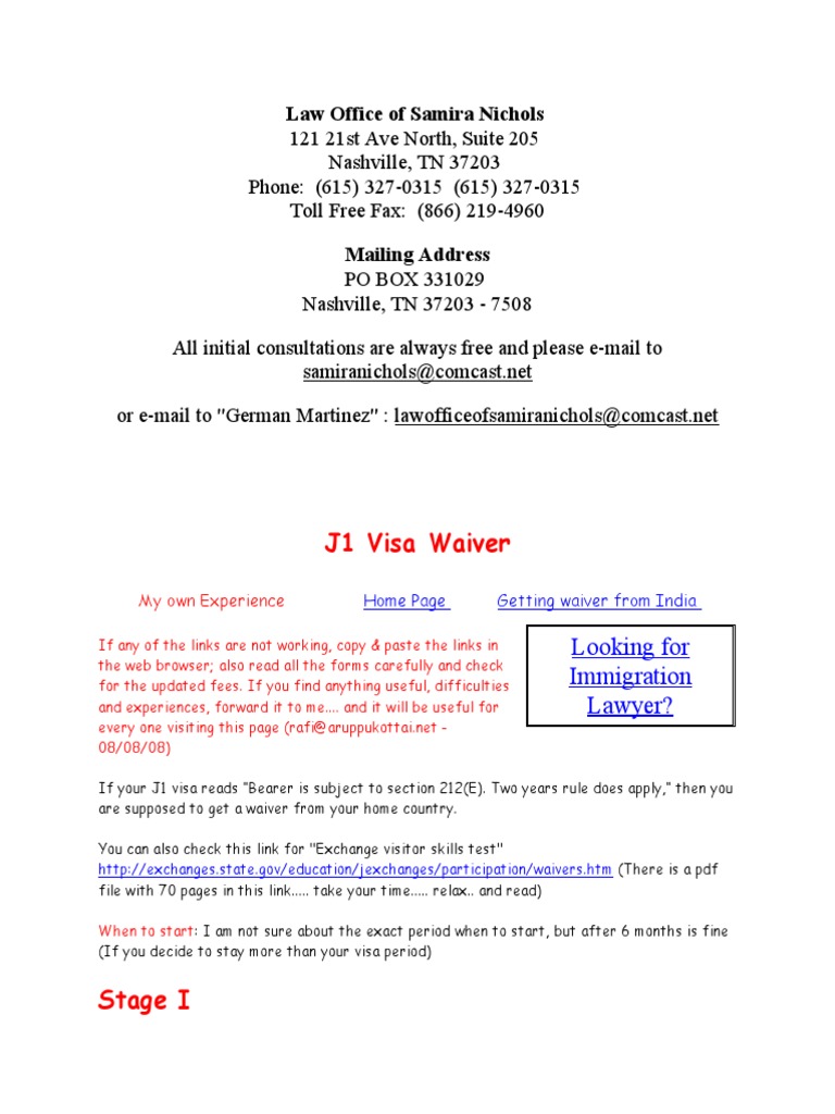 J1 Visa Waiver: Law Office of Samira Nichols | PDF | Violence | Travel Visa