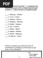 Filipino 5 - Sanhi at Bunga Worksheet | PDF