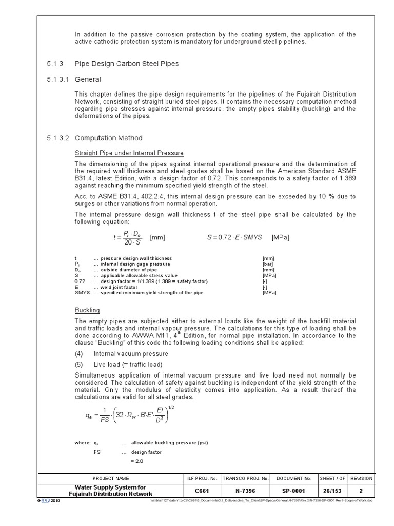 Steel Pipe Design Criteria | Download Free PDF | Pipe (Fluid Conveyance ...