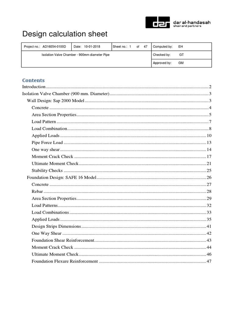 Isolation Valve Chamber Design Analysis | PDF | Foundation (Engineering ...