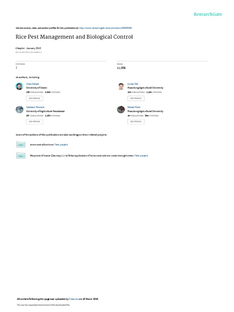 Rice Pest Management and Biological Control | PDF | Rice | Agriculture