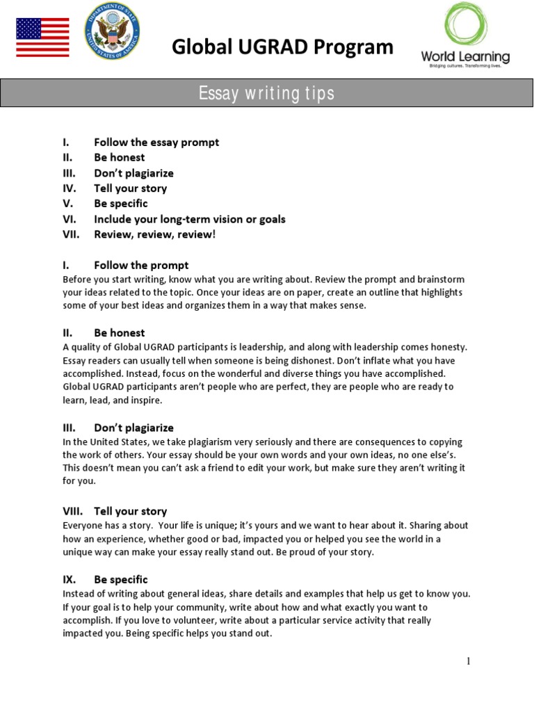 Global UGRAD Essay Writing Tips | PDF | Essays | Plagiarism
