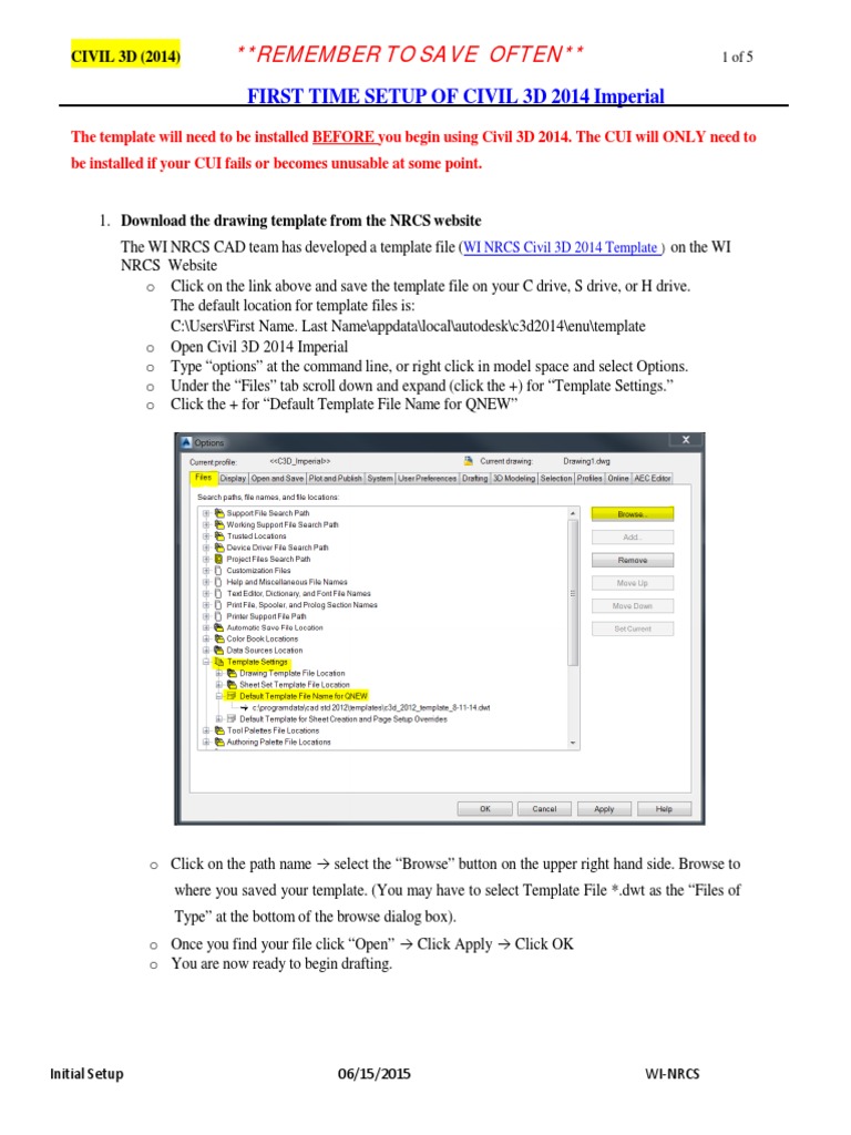 Remember To Save Often : First Time Setup of Civil 3D 2014 Imperial | PDF | Computer File ...