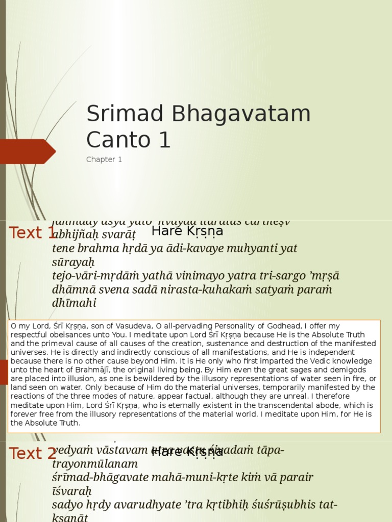 Srimad Bhagavatam Canto 1 Chapter 1 Summary | PDF | Bhagavata Purana | Hindu Literature